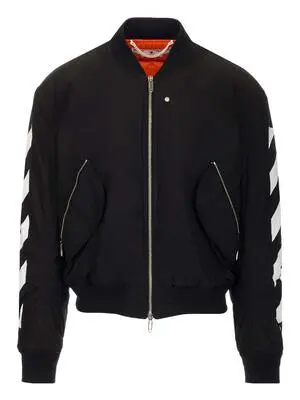 Off-White Diagonal-stripe Bomber Jacket - Black