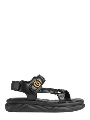 Gucci Double G Quilted Sandals - Black