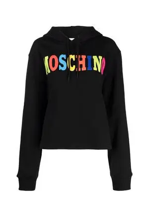 Moschino Print Organic-cotton Hoodie - Black
