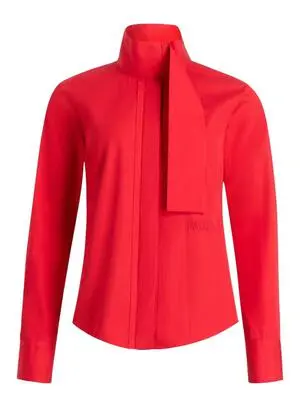 PATOU Shawl Collar Embroidered Logo Shirt - Red