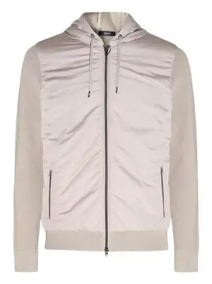 Herno Panelled Hooded Bomber Jacket - Nude