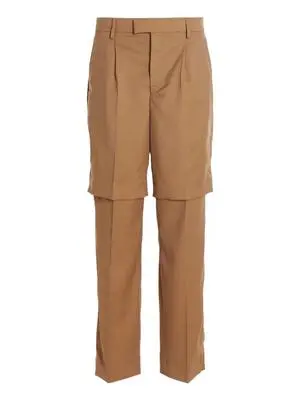 VTMNTS Pleated Casual Pants With Ankle Zipper - Brown