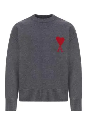 Ami Heart Intarsia Sweater - Black