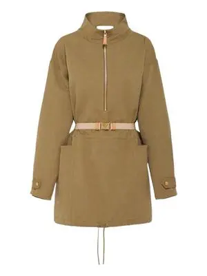 Prada Half-zip Drawstring Jacket With Stand Collar - Military Green