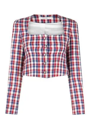 Alessandra Rich Long Sleeve Plaid Jacket - Multicolor
