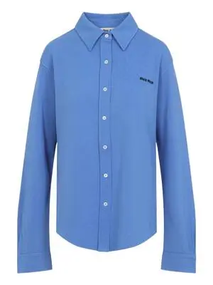 Miu Miu Cotton Piqué Shirt - Blue