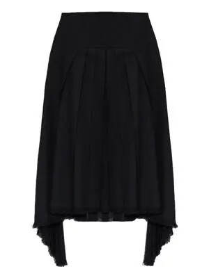 JIL SANDER Asymmetrical Pleated Midi Skirt - Black