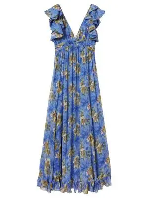 La DoubleJ Ruffled Floral-print Maxi Dress - Blue