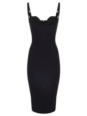 Elisabetta Franchi Embellished Lightweight Crepe Dress - Black