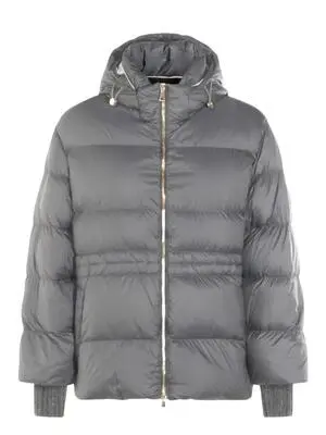 Fabiana Filippi Zip-up Hooded Jacket With Ribbed Cuffs - Gray