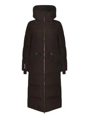 Woolrich Longline Hooded Down Jacket With Storm Cuffs And Flap Pockets - Black
