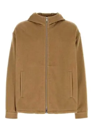 Prada Camel Hair Zip-up Hoodie Jacket - Camel Brown
