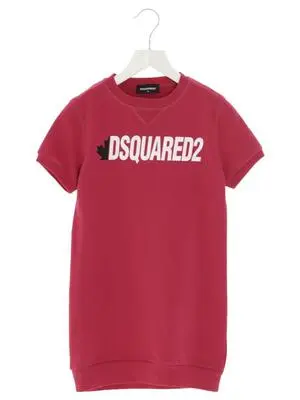 Dsquared2 Teen Logo-print Short-sleeve T-shirt Dress - Red