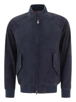 BARACUTA G9 Suede Bomber Jacket - Navy