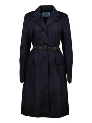 Prada Re-nylon Belted Coat - Blue