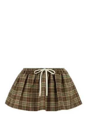 Miu Miu Checked Mini Skirt - Brown
