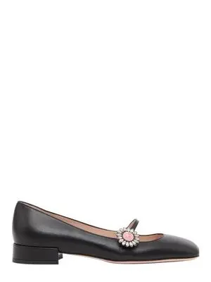 Valentino Garavani Embellished Square Toe Ballet Flats - Black