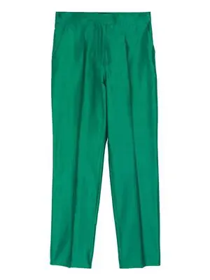 Max Mara High-waisted Silk Trousers - Green