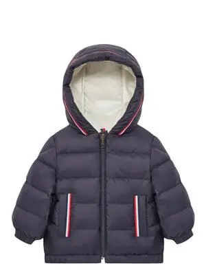 Moncler Logo Patch Hooded Down Jacket - Royal Blue