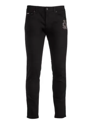 Dolce & Gabbana Striped Slim Fit Jeans - Black