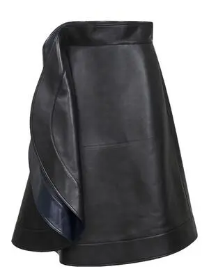 BOTTEGA VENETA Bottega Veneta Leather A-Line Skirt With Ruffle Detail