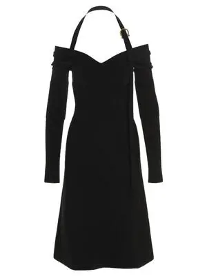 FERRAGAMO Halterneck Cold Shoulder Dress - Black
