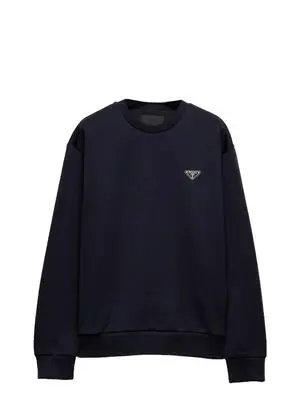 Prada Triangle-logo Crewneck Sweatshirt - Navy Blue