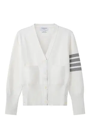 Thom Browne 4-bar V-neck Cardigan - White