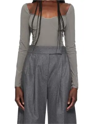 Paris Georgia Long-sleeved Jumpsuit With Sweetheart Neckline - Gray
