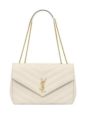 Saint Laurent Saint Laurent Loulou Foldover Top Large Shoulder Bag White Wine
