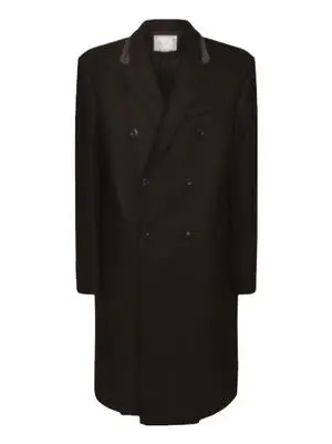 Sacai Peak Lapel Double-breasted Coat - Black