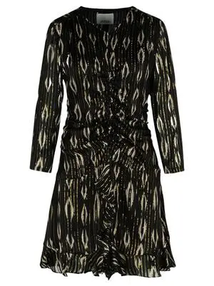 Isabel Marant Étoile Octavi Mini Dress With Geometric Print And Ruffles - Black