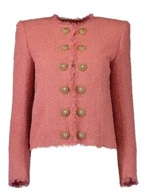 Balmain Double-breasted Frayed Jacket - Pink