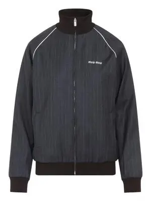Miu Miu Pinstriped Zip-up Blouson Jacket - No