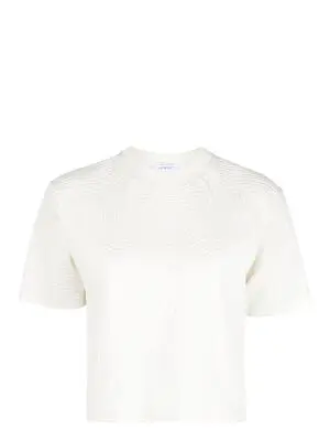 Off-White Cropped T-shirt With Printed Logo - White