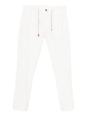 Eleventy Tapered Trousers With Drawstring Waist - White