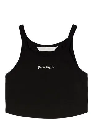 Palm Angels Logo Printed Crewneck Tank Top - Black