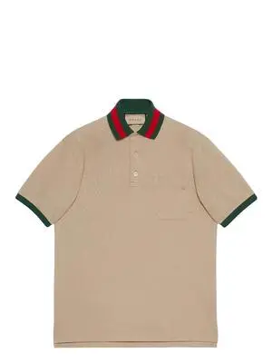 Gucci Cotton Piquet Polo With Web Collar - No