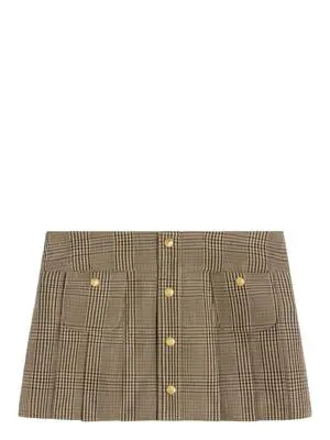 CELINE Celine Pleated Mini Skirt In Linen And Wool