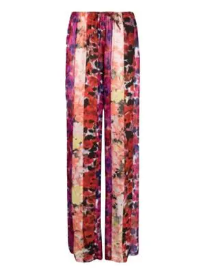 Dries Van Noten Floral Print Wide-leg Trousers - Pink