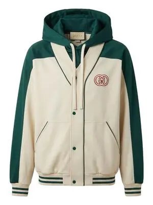 Gucci Striped Rib Casual Jacket With Drawstring Hood - Nude