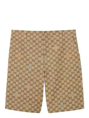 Gucci Gg Monogrammed Shorts - Camel/dark Brown