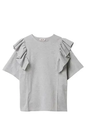 MIU MIU Miu Miu Ruffled Crewneck Dress