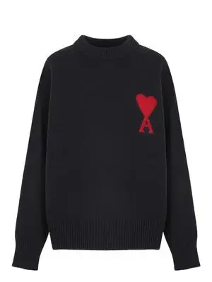 AMI Paris Ami Paris Ami De Coeur Crewneck Jumper Black