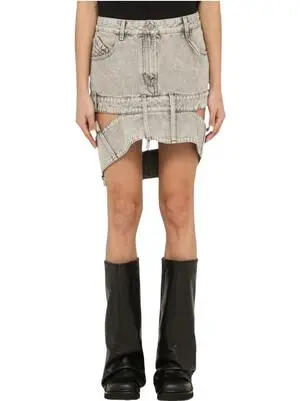 Attico Cut-out Denim Mini Skirt - Gray