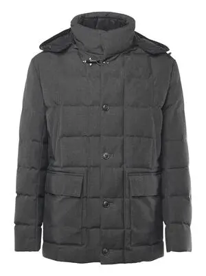 FAY Removable Hood Canvas Coat - Black