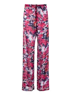 Dries Van Noten Floral Print Wide Leg Trousers - Pink