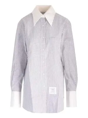 Thom Browne Seersucker Striped Shirt - Medium Gray