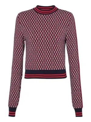 Balmain Monogrammed Cropped Knit Jumper - Red