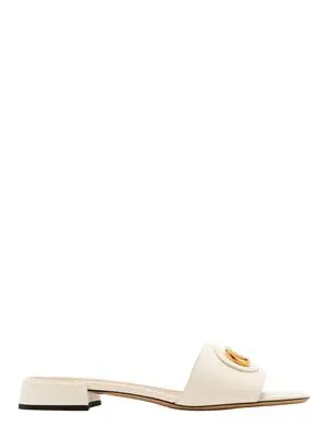 Valentino Garavani Vlogo Plaque Square Open Toe Sandals - Ivory White